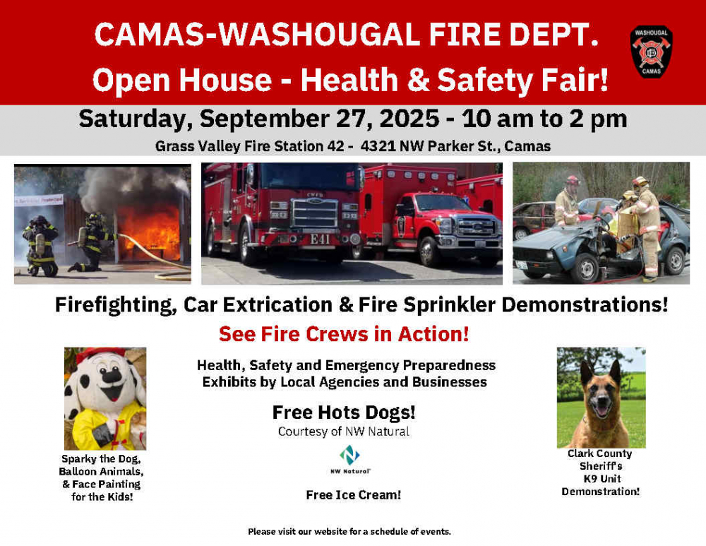 Camas-Washougal Fire Open House - Save the Date! | Camas WA